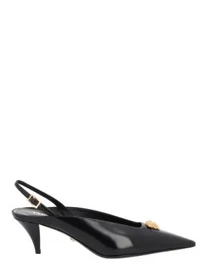 Versace Slingback Pumps With Medusa Hardware - Black
