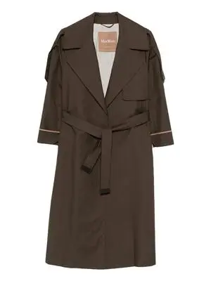 Max Mara Trench Coat With Epaulettes And Belt - Green