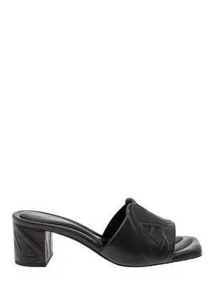 Alexander McQueen Padded Leather Slip-on Sandals With Embossed Logo - Multicolor