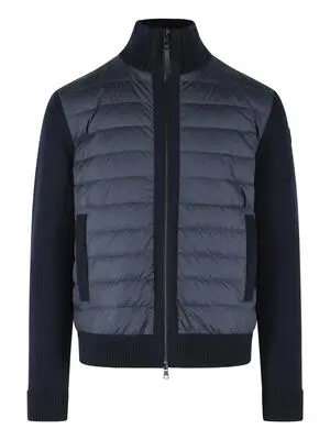 Moncler Padded Virgin Wool Cardigan - Blue