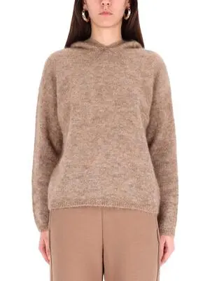 Max Mara S MAX MARA Hooded Mohair Blend Shirt Cream