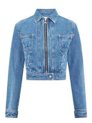 MARINE SERRE Denim Jacket With Moon Print - Blue