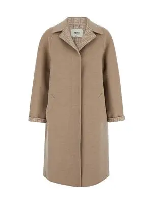 Fendi Wool Blend Single-breasted Reversible Coat - Multicolor