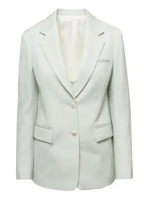 LANVIN Light Green Wool Mono-breasted Blazer With Pockets - Multicolor
