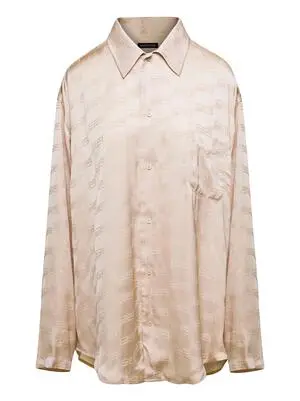 Balenciaga Viscose Shirt With All-over Logo - Multicolor