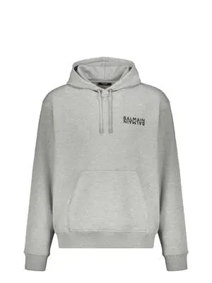Balmain BALMAIN Logo Motif Cotton Hoodie Gray