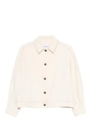 MAX MARA Max Mara Neutral Cotton Blend Jacket With Pointed Collar