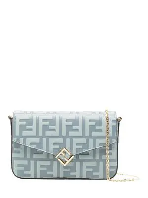 Fendi Embossed Ff Motif Mini Bag - Blue