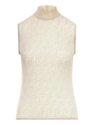 Fendi Sleeveless High Neck Top - Cream