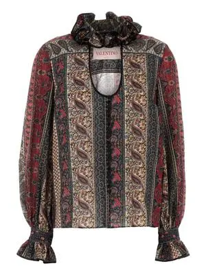 Valentino Garavani Printed Cotton Blend Blouse - Multicolor
