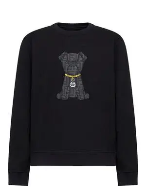 Fendi Ribbed Crew Neck Long Sleeve Sweater - Black