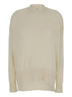 JIL SANDER JIL SANDER Beige Cashmere Ribbed Pullover