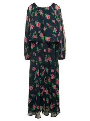 ROTATE BY BIRGER CHRISTENSEN Maxi Dress With All-over Roses Print In Chiffon - Multicolor