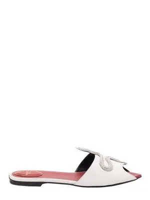Valentino Garavani White Goat Skin Embellished Heart And Snake Slides - Multicolor
