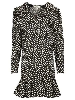 Chloé Long-sleeved Polka Dot Silk Jacquard Mini Dress - Black