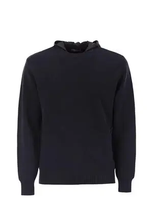 Herno Double Cotton Knit And Nylon Hoodie - Blue