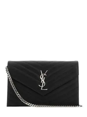 Saint Laurent Quilted Leather Clutch With Chain Strap - Black