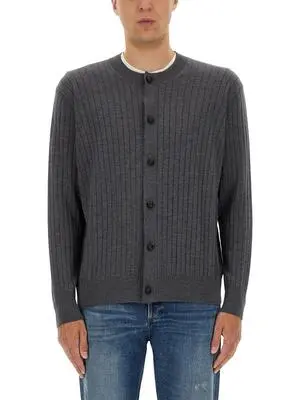 Bottega Veneta Ribbed Wool Cardigan - Gray