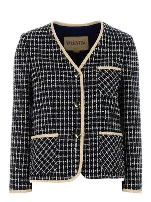 Valentino Garavani Embroidered Tweed Blazer - Multicolor