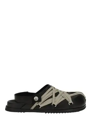 Rick Owens Megalace Leather Mules - Black