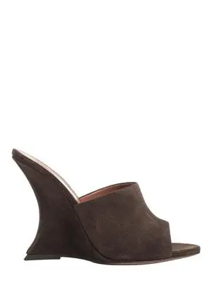 Paris Texas Nina" Open-toe Suede Wedge Mules - Brown