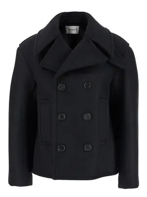 Saint Laurent Double-breasted Wool Coat - Multicolor