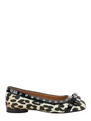 GANNI Ballet Flats With Eyelets And Leopard Print - Multicolor
