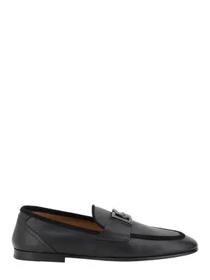 Dolce & Gabbana Dolce & Gabbana Black Leather Loafers With DG Plaque Black