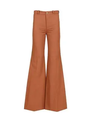 Chloé High-waisted Cotton Canvas Flared Trousers - Orange