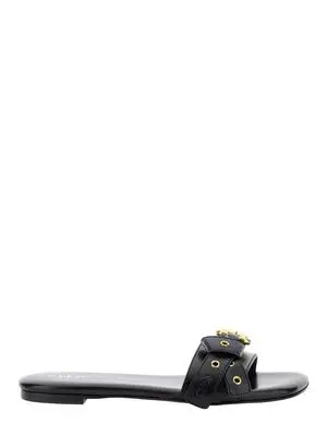 Chloé Mae Slip-on Leather Sandals With Embossed Logo - Black