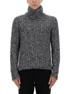 Dolce & Gabbana Turtleneck Pullover In Virgin Wool Blend - Gray