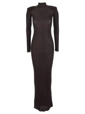 SELF-PORTRAIT Long Sleeve Turtleneck Viscose Dress - Multicolor