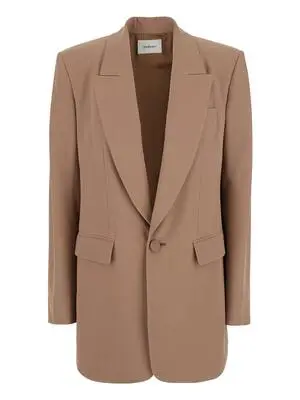 Saint Laurent Single-breasted Jacket With Peak Lapels In Wool - Cream