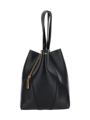Chloé Spin" Shoulder Bag With Logo Medallion Detail In Grained Leather - Multicolor