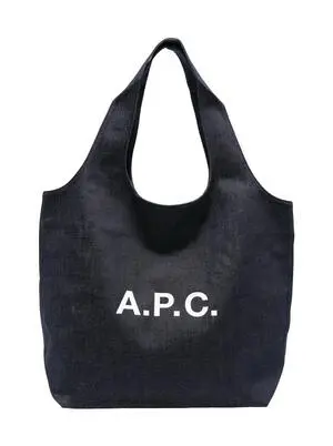 A.p.c. A.P.C. Cotton Tote Bag With Logo Print Blue