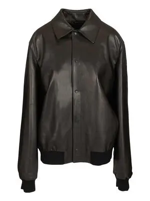 Fendi Leather Blouson With Embroidered Logo - Black