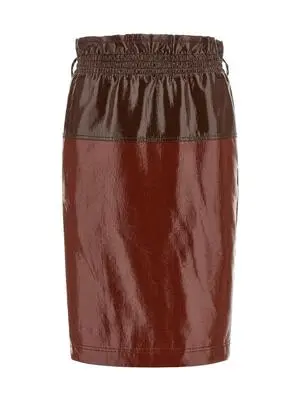 Saint Laurent Color-block Cotton Midi Skirt With Patent Effect - Multicolor