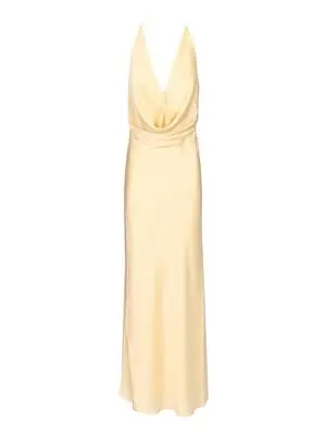 ROTATE BY BIRGER CHRISTENSEN Long Crepe De Chine Chiffon Dress - Gold