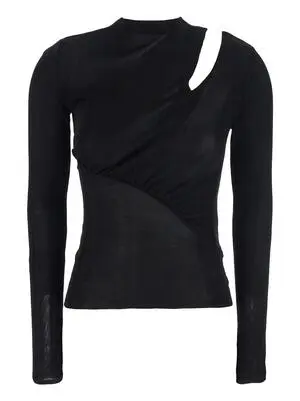 SELF-PORTRAIT SELF-PORTRAIT Long-Sleeve Viscose Top With Cut-Out Detail