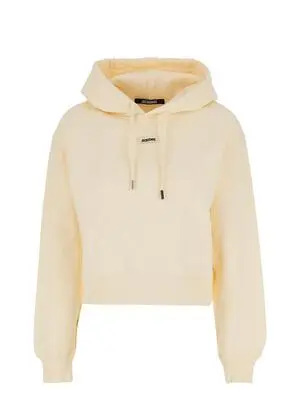 Jacquemus JACQUEMUS Le Hoodie Gros Grain Cropped Hoodie Cream
