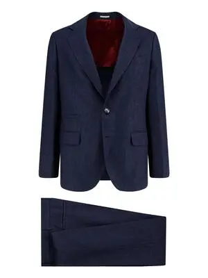 Brunello Cucinelli Silk, Linen And Wool Suit - Blue