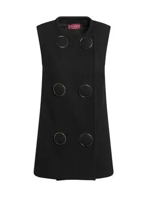 Gucci Textured Wool Vest With Large Buttons - Black