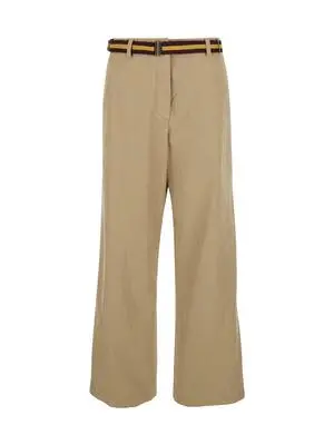 Dries Van Noten Cotton Belted Trousers - Multicolor