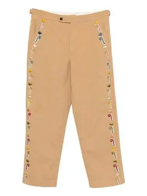 BODE Straight Leg Trousers With Side Stripe Detail - Cream