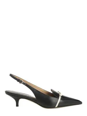 FERRAGAMO Giusina Slingback Leather Slingback With Bow Detail - Black