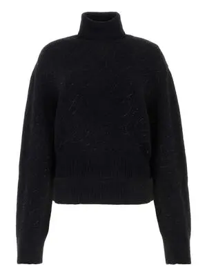 Blumarine Alpaca Blend High Neck Sweater - Black