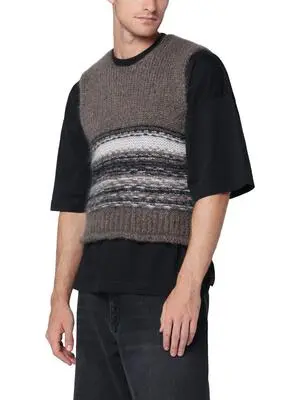 Our Legacy Mohair And Wool Striped Gilet - Brown