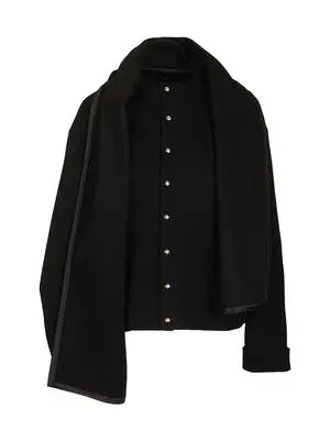 Celine Wool Jacket With Removable Scarf - Black