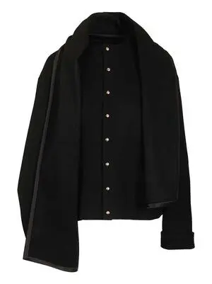 Celine Wool Jacket With Removable Scarf - Black