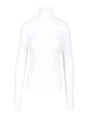 Celine High-neck Sporty Cotton Jersey Top - White